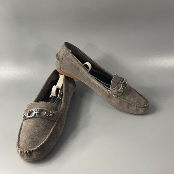 Coach | Shoes | Coach Fortunata Loafer Suede Gray With Signature C Size ...